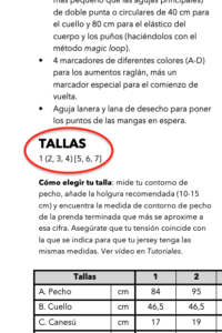 Cómo elegir tu talla de jersey en un patrón – guía rápida